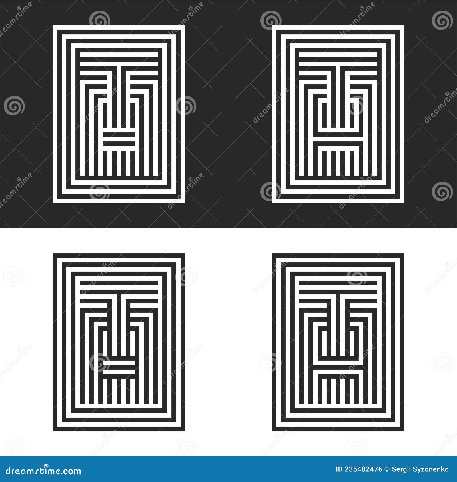 Set of Logo Design Letters TA or at Hipster Linear Monogram Rectangular ...