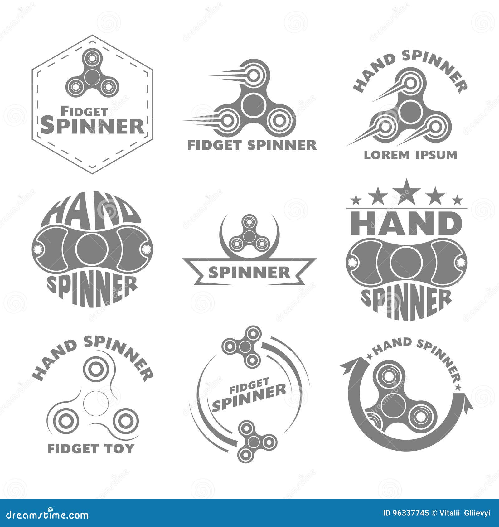 Set Logo hand spinner toys stock vector. Illustration of relaxing ...
