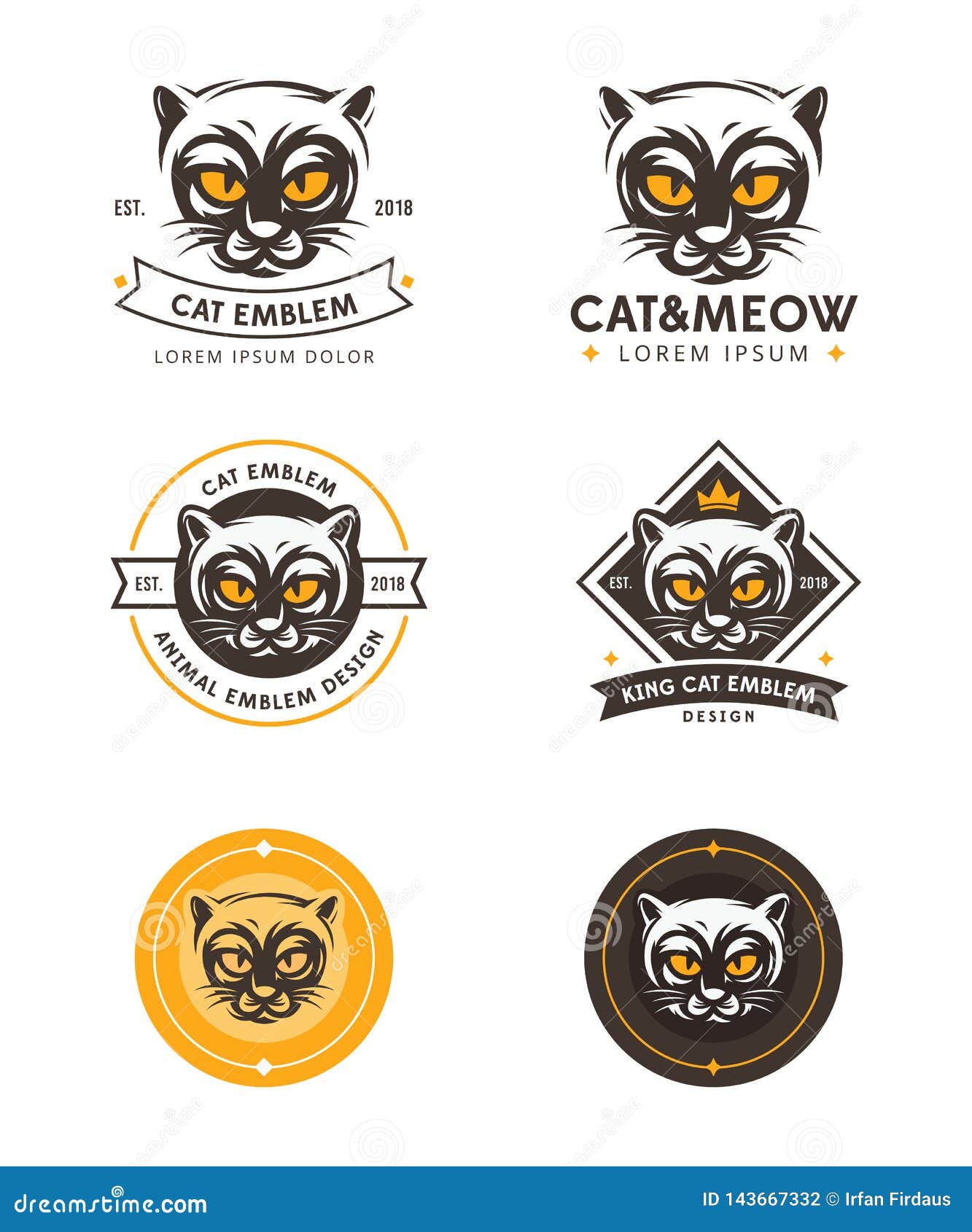 Set logo illustration cat stock vector. Illustration of kitty - 143667332