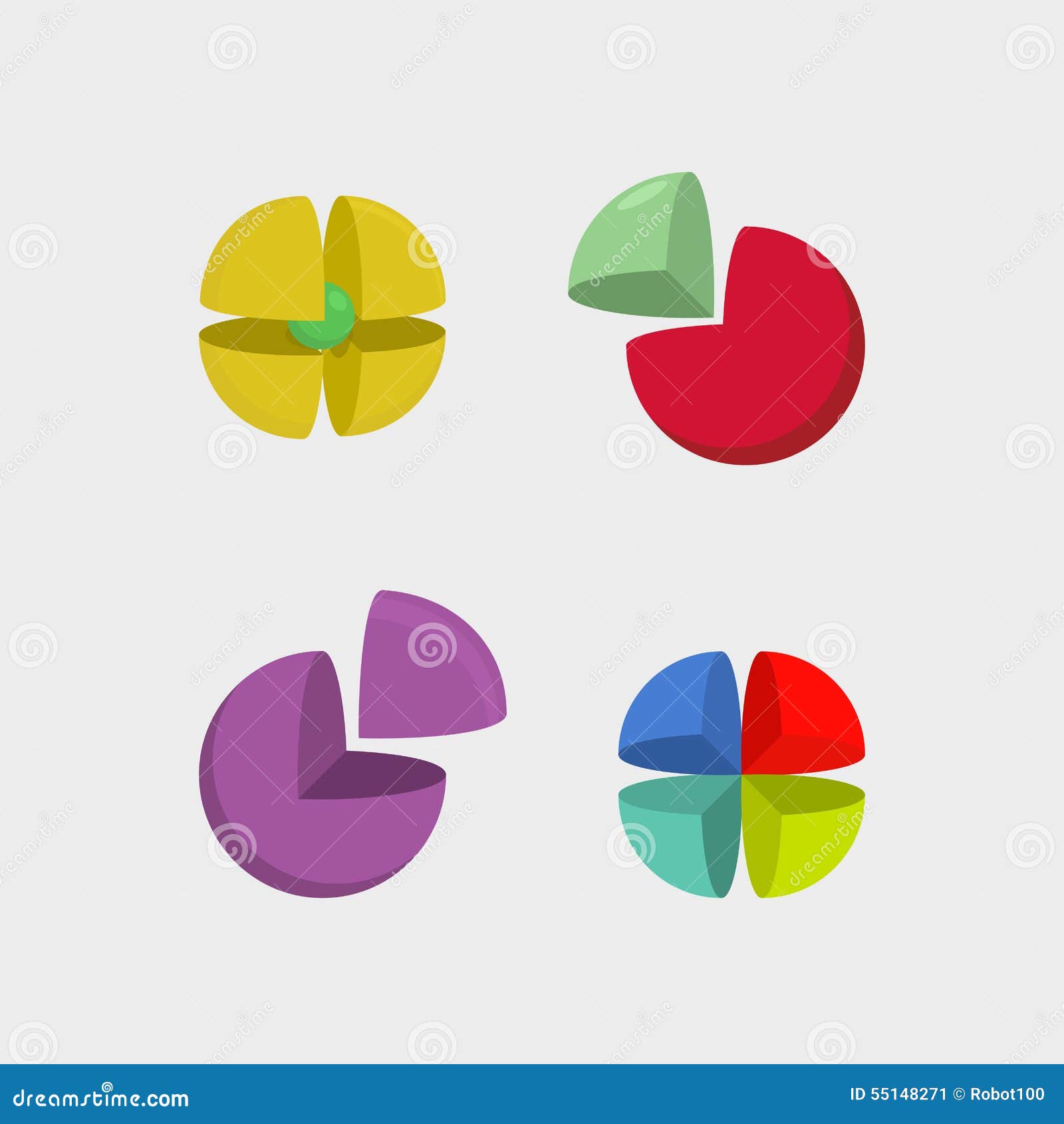 Set Logo Sphere. 3d Abstract Ball Logos. Scope of Segments Stock Vector ...