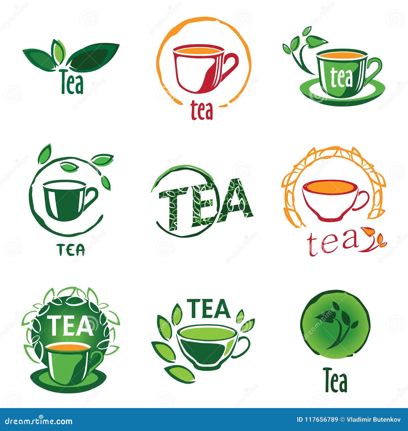 Set logo tea stock vector. Illustration of kitchen, glass - 117656789