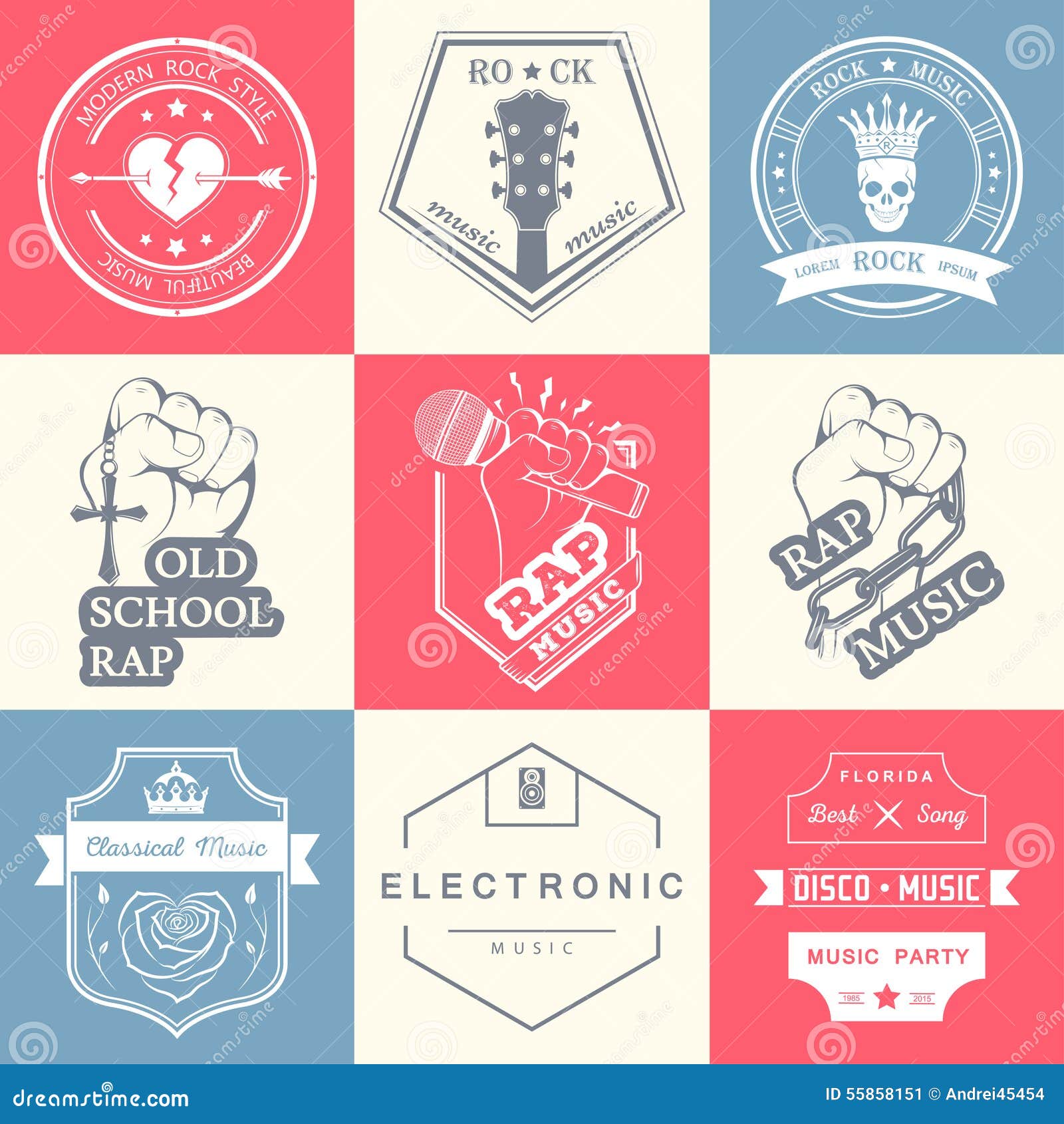 Set of Logos and Badges Music Stock Illustration - Illustration of icon ...