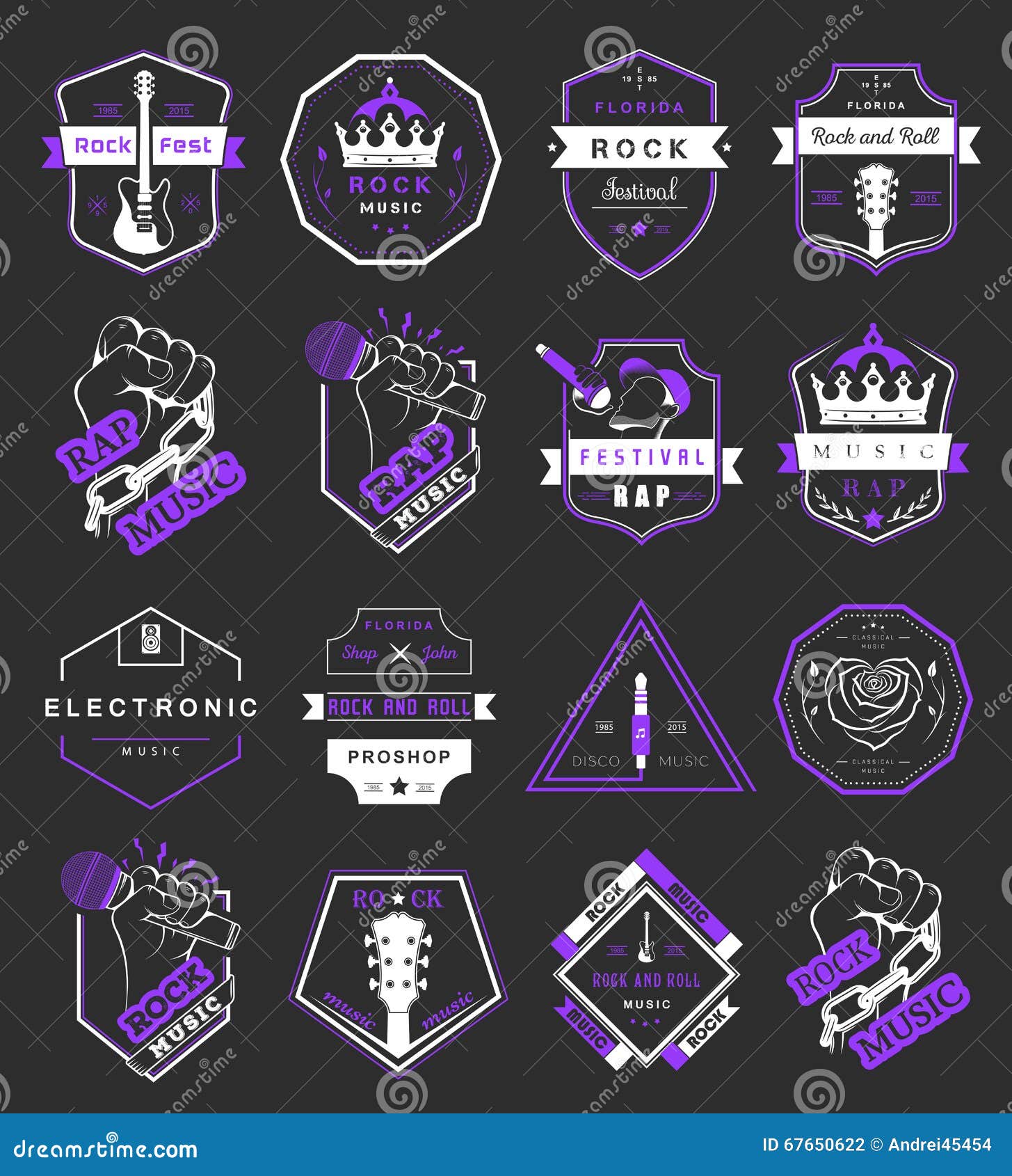 Set of Logos and Badges Music Stock Illustration - Illustration of ...