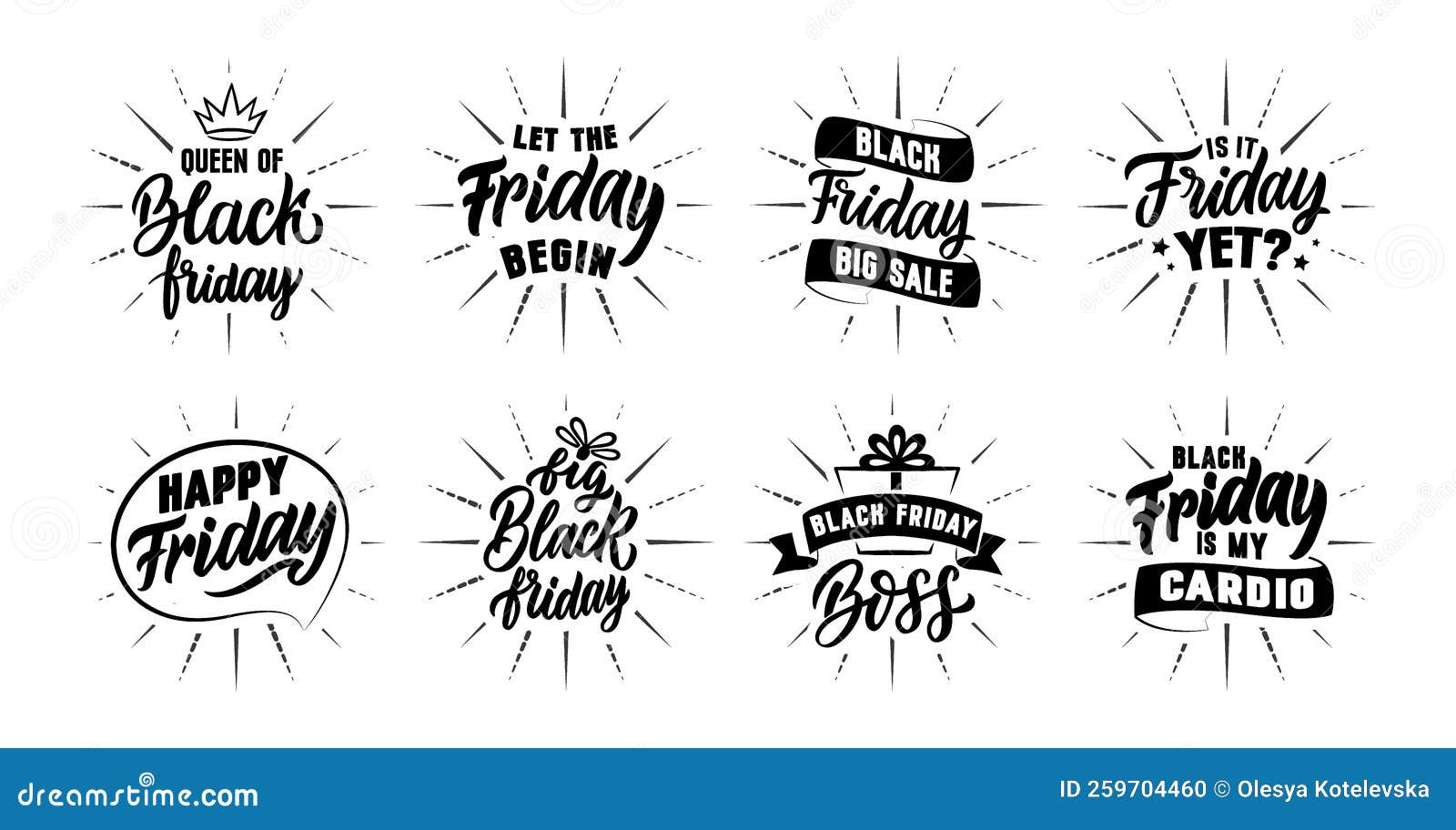 The Set of Logos for Black Friday. the Lettering Quotes with Rays Stock ...