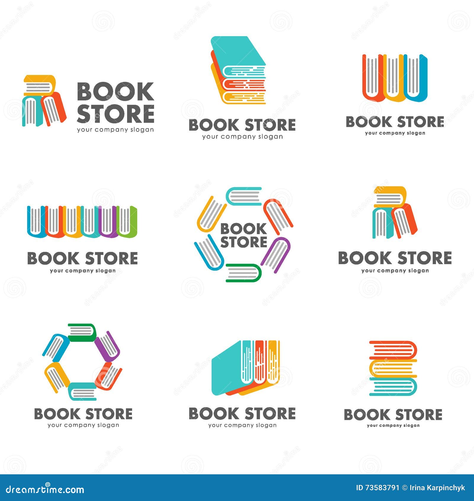 Set of Logos for the Book Store Stock Vector - Illustration of flat ...