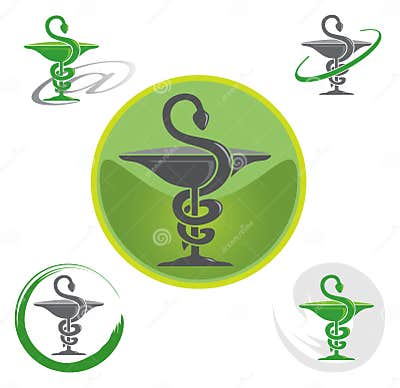 Set of Logos with Caduceus Symbol Stock Vector - Illustration of ...