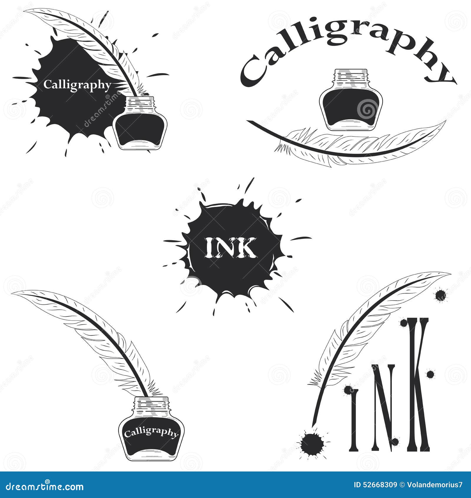 Set of Logos for Calligraphy Stock Vector - Illustration of vector ...