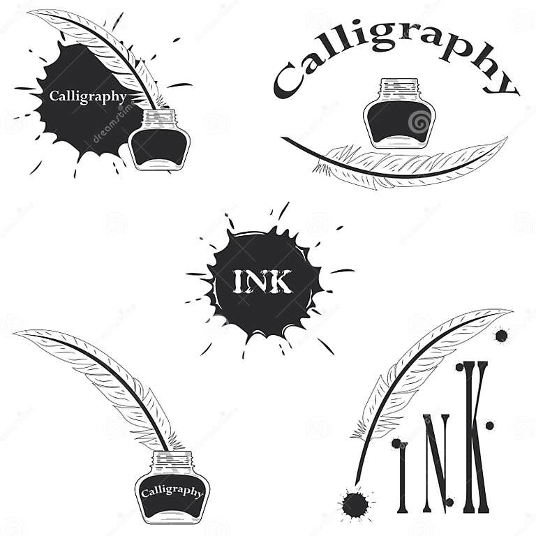 Set of Logos for Calligraphy Stock Vector - Illustration of vector ...