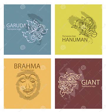 Set Logos Characters of Ramayana Stock Vector - Illustration of faith ...