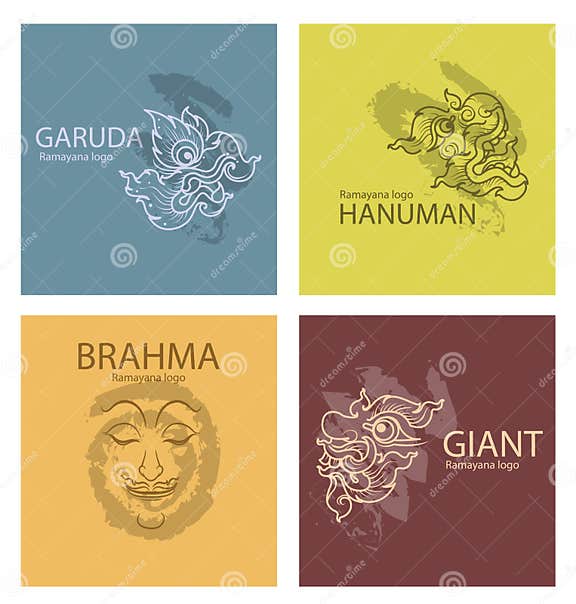 Set Logos Characters of Ramayana Stock Vector - Illustration of faith ...