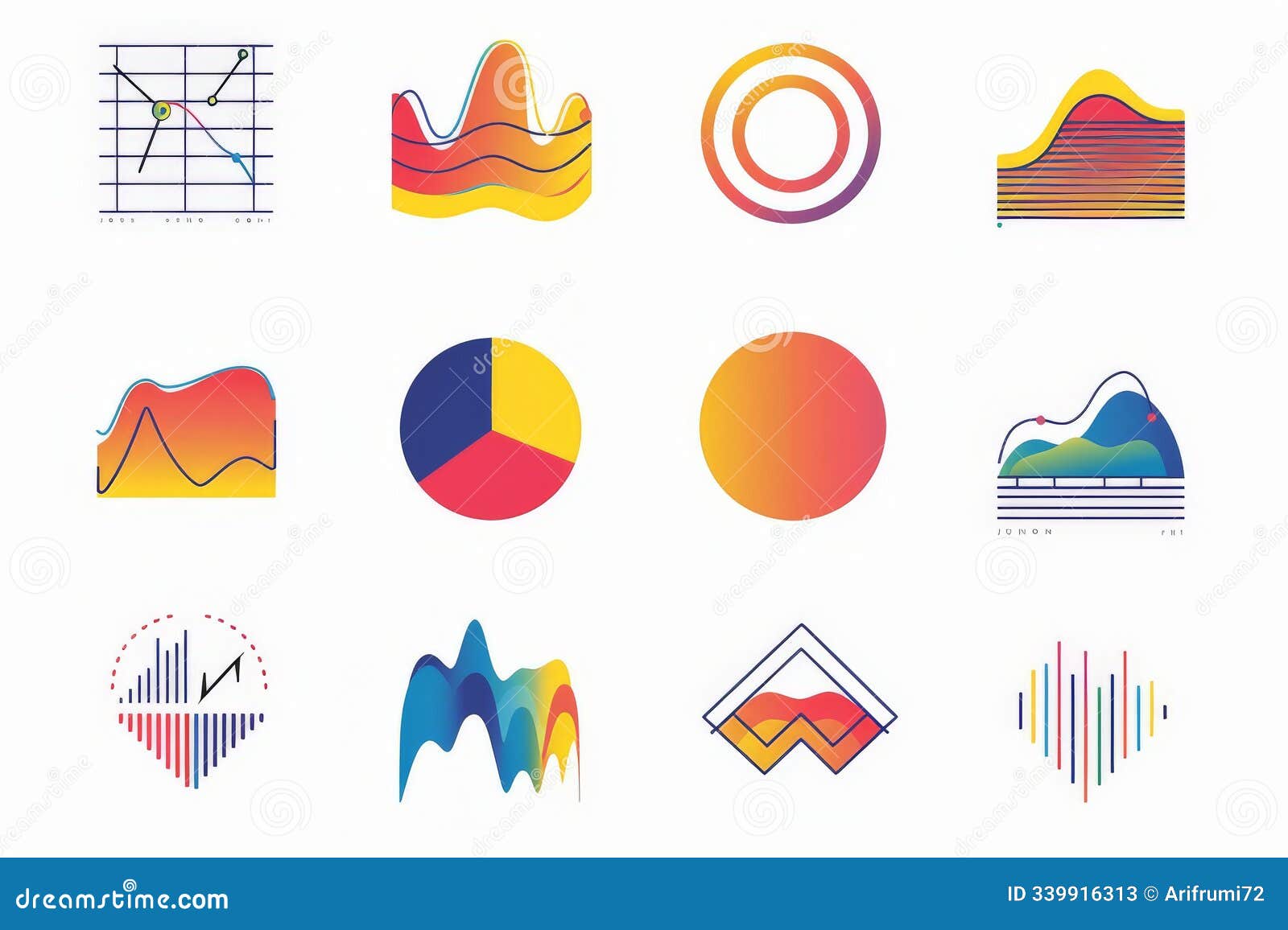 Set Of Logos With Chart Histogram Interface Icon Logo Design With Line ...