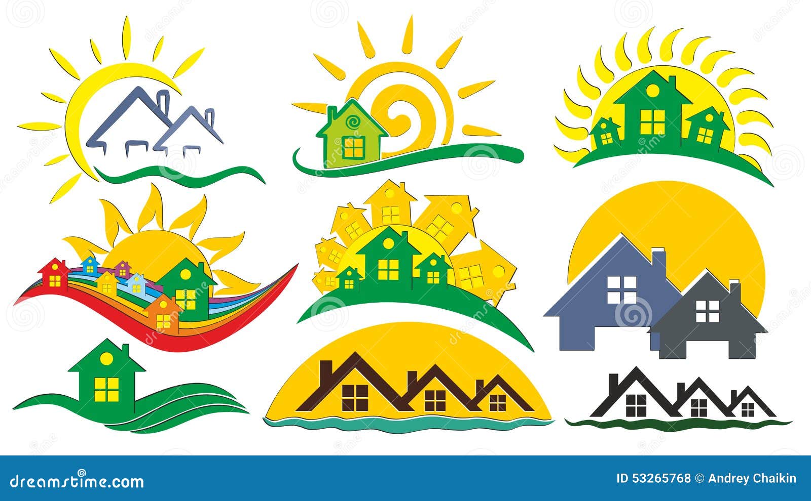 Set of Logos of the Cottage Settlement, Stock Vector - Illustration of ...
