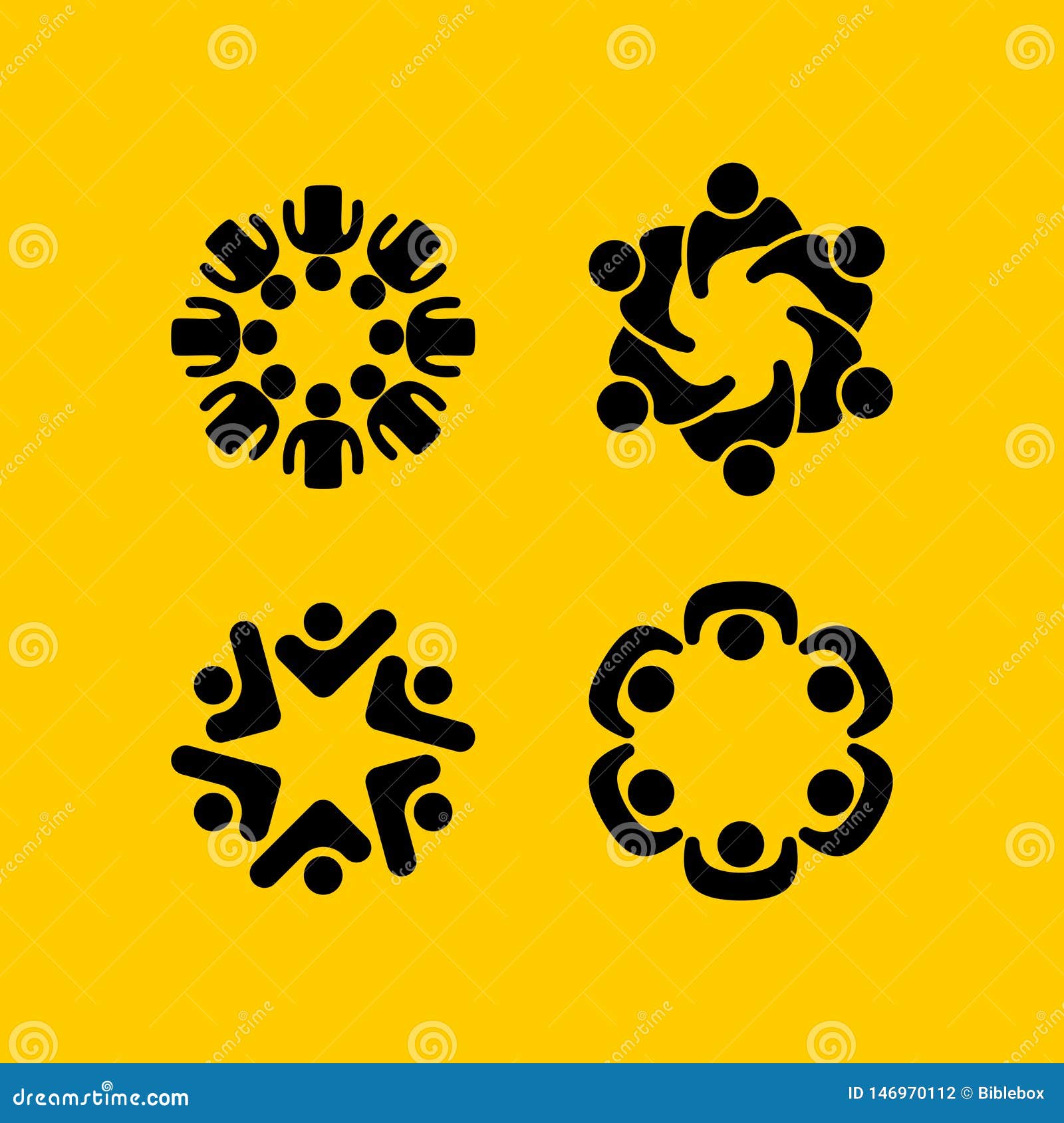 Set of Logos Depicting Unity, Community, Help and Support Stock Vector ...