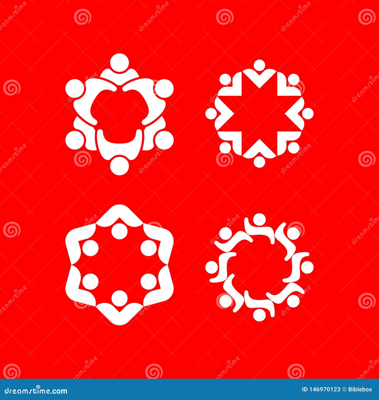 Set Of Logos Depicting Unity, Community, Help And Support Cartoon ...