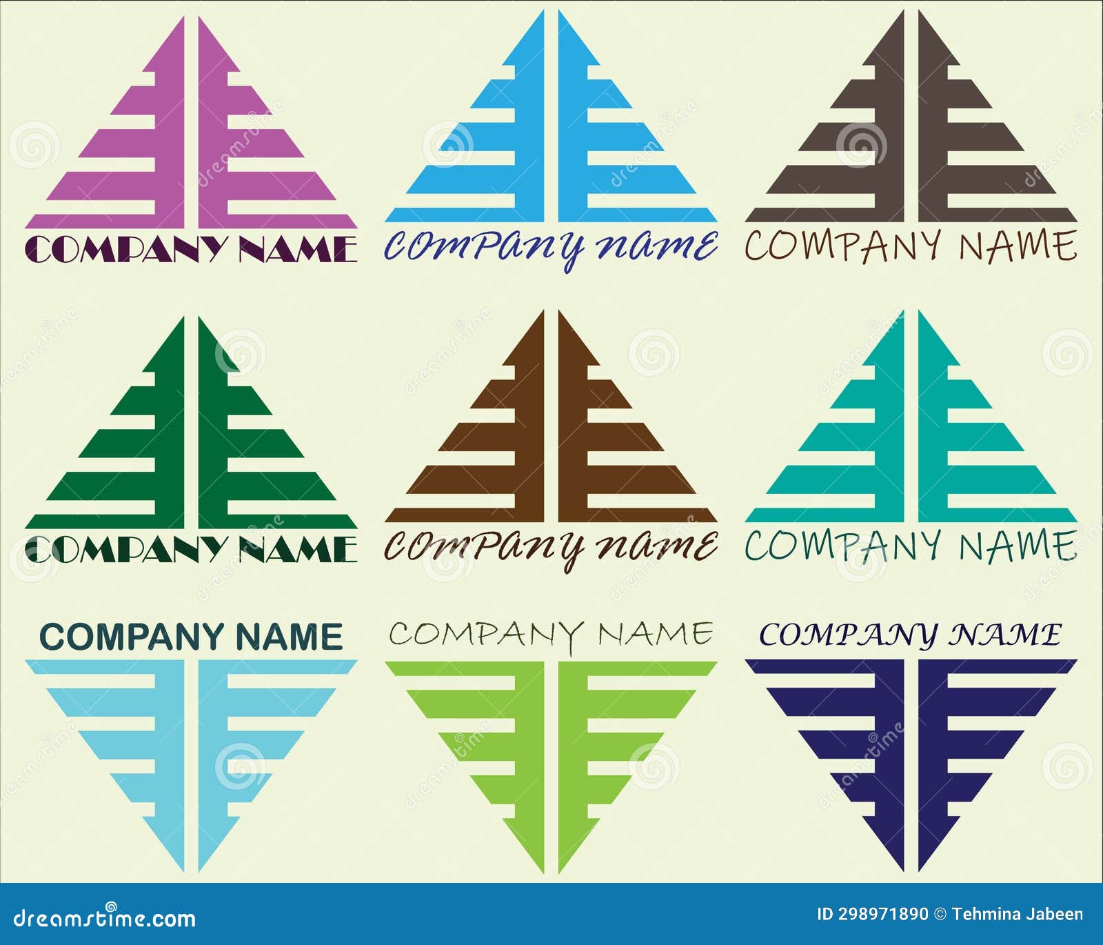 Set of Logos in Different Colors with Company Name. Stock Illustration ...