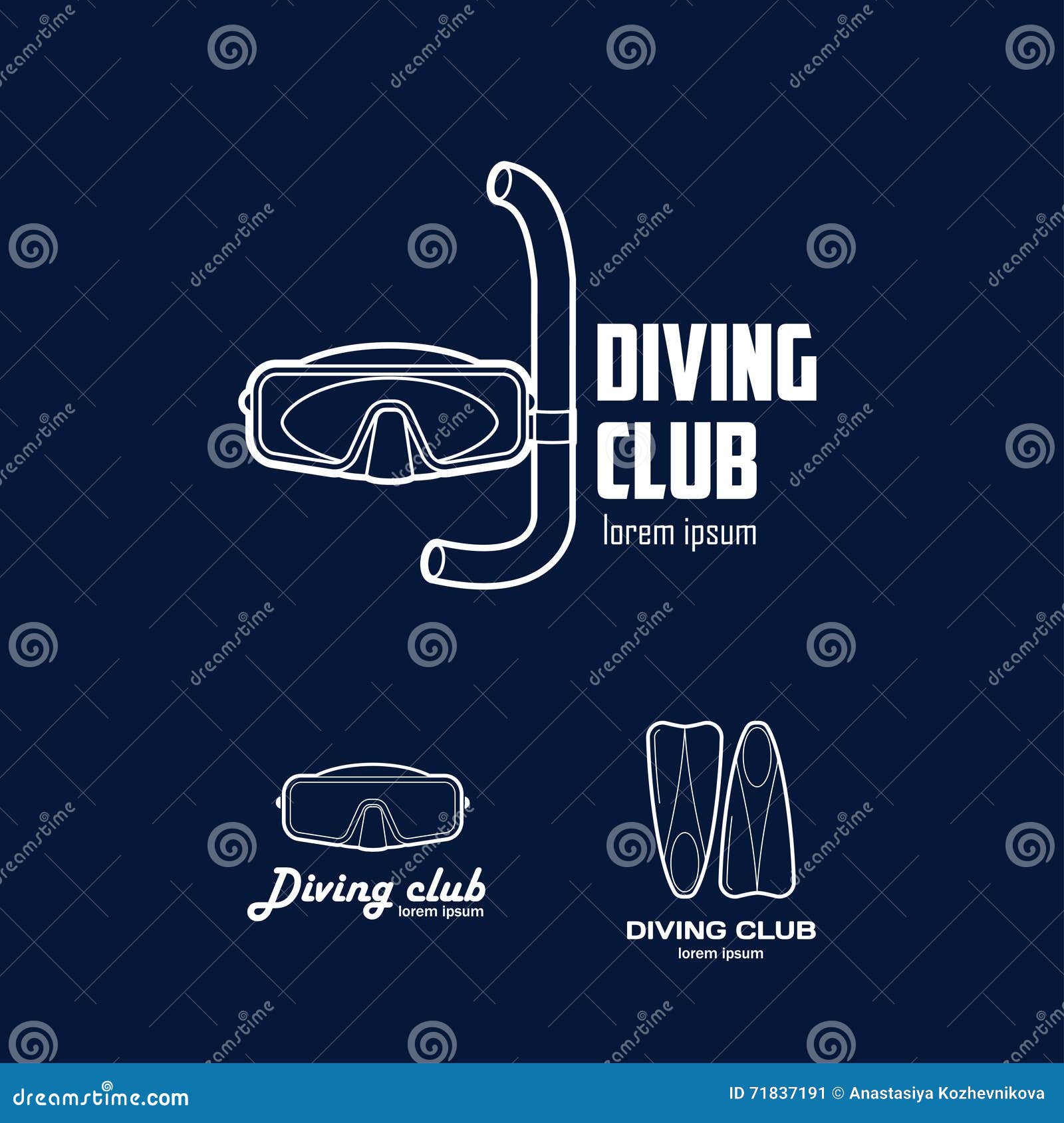 Set of Logos for a Diving Club. Stock Vector - Illustration of ...