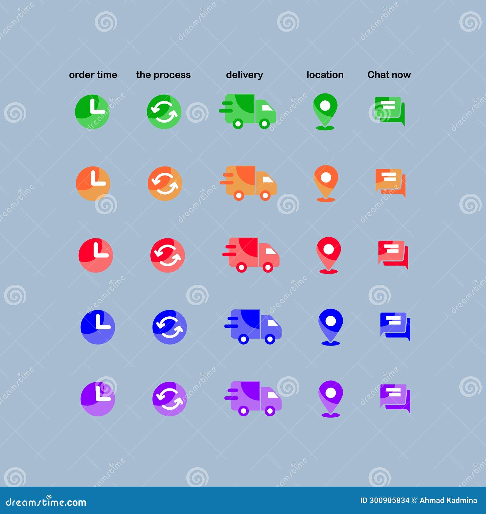 Set of Logos Ecommerse Time Process Delivery Location Message Vector ...