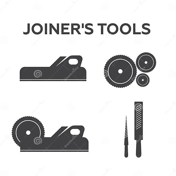 A Set of Logos, Emblems of Joiner S Tools Stock Illustration ...