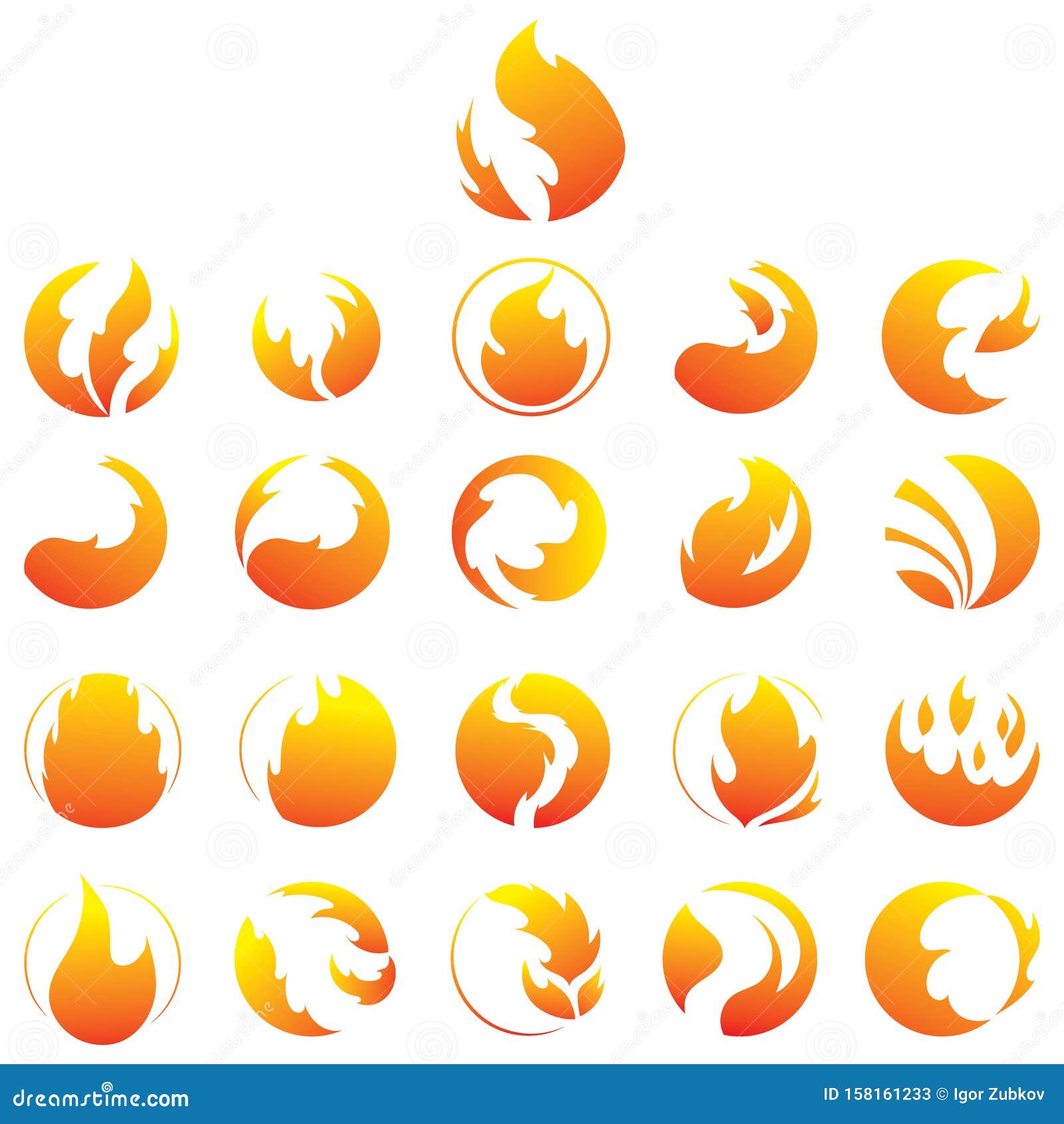 A Set of Logos of the Flame. a Collection of Campfires in the Form of a ...