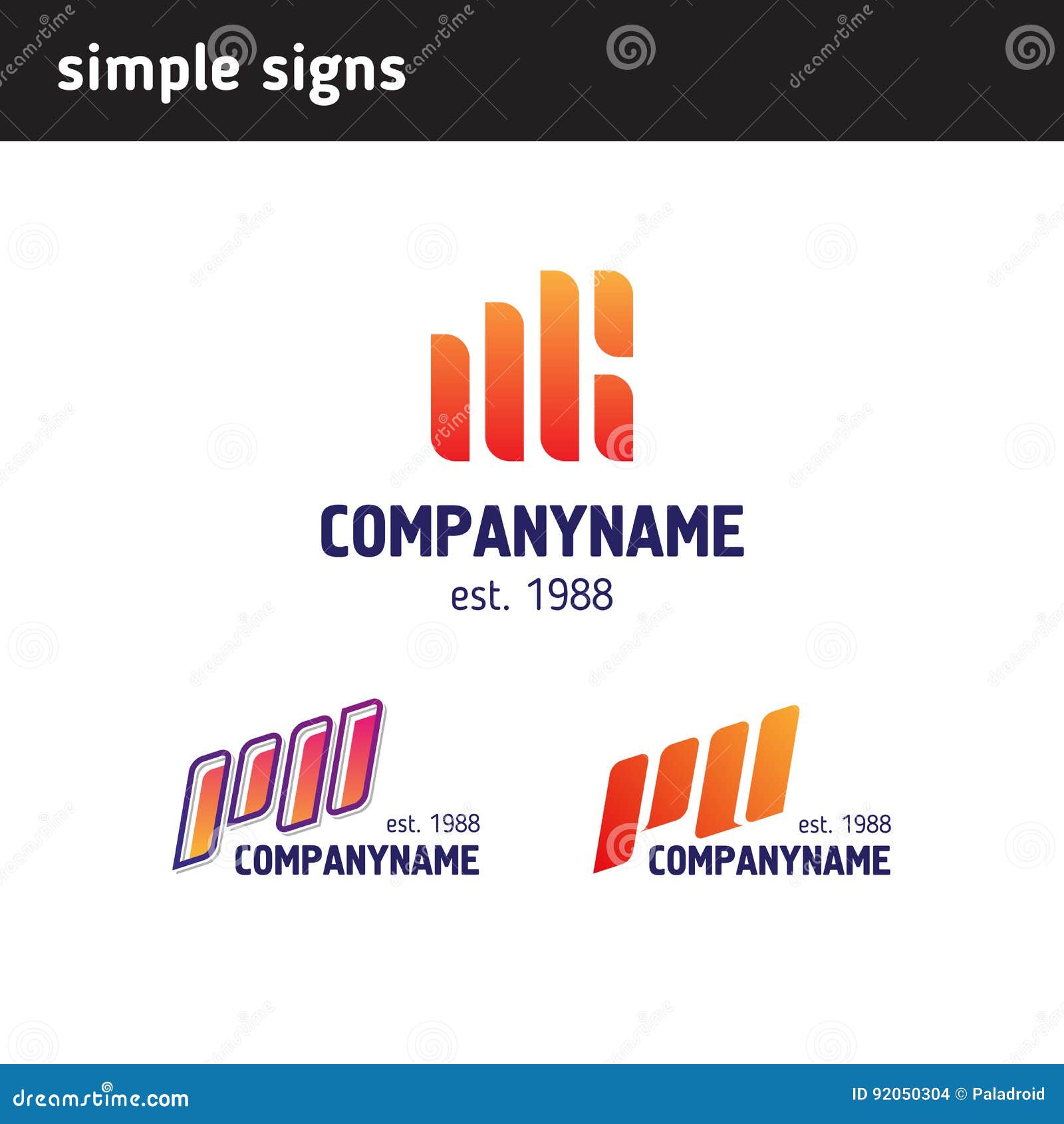 A Set of Logos in the Form of Strips Stock Vector - Illustration of ...