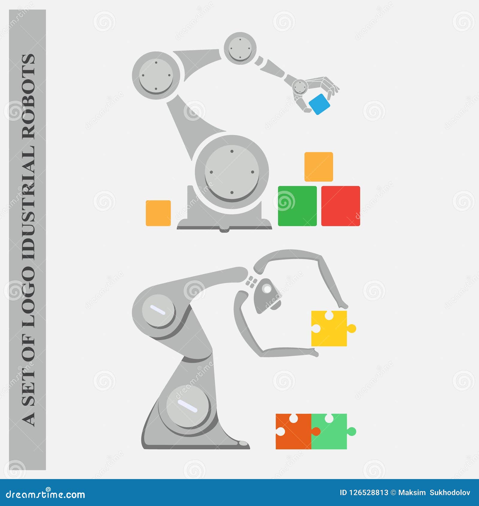A Set of Logos Industrial Robots on a White Background Stock Vector ...