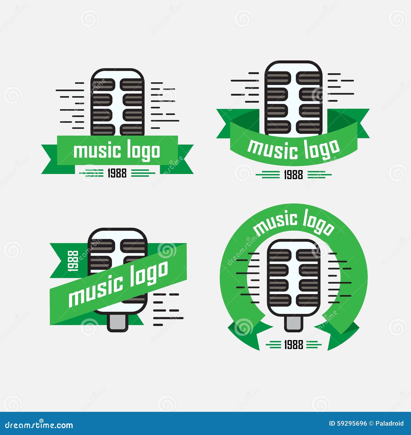 Set of Logos Musical Direction Stock Vector - Illustration of classic ...
