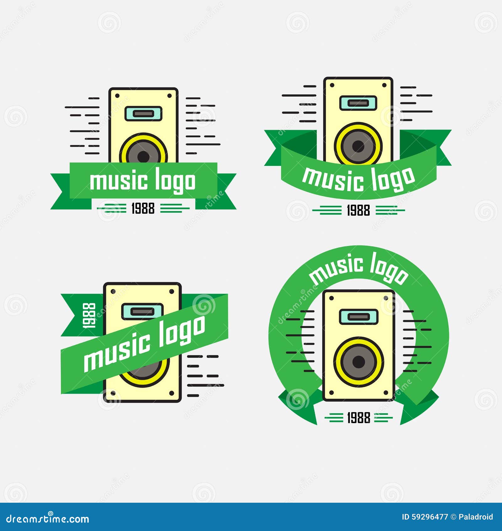 Set of Logos Musical Direction Stock Vector - Illustration of classic ...