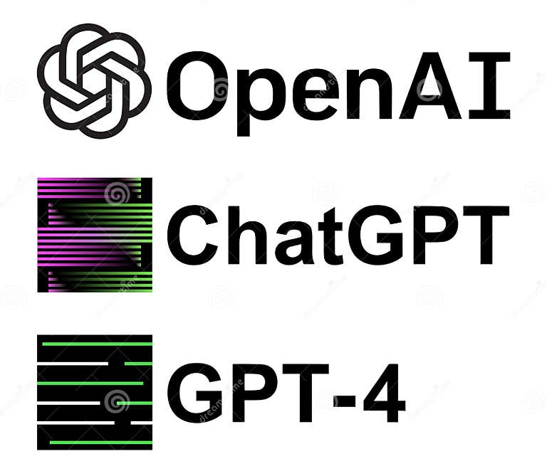 Set of Logos OpenAI Artificial Intelligence Systems, Such As: ChatGPT ... Set of Logos OpenAI Artificial Intelligence Systems, Such As: ChatGPT ...
