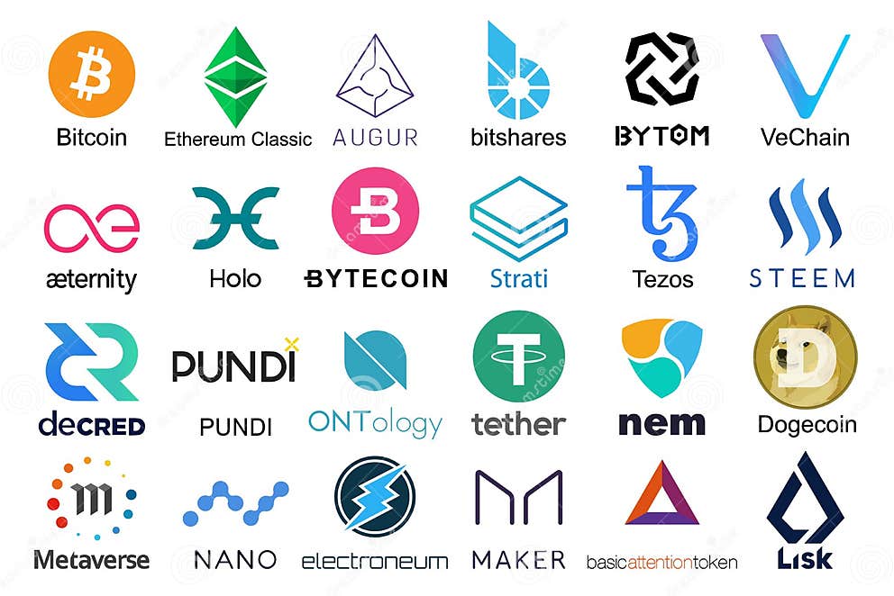 Set of Logos Popular Cryptocurrencies Editorial Image - Illustration of ...