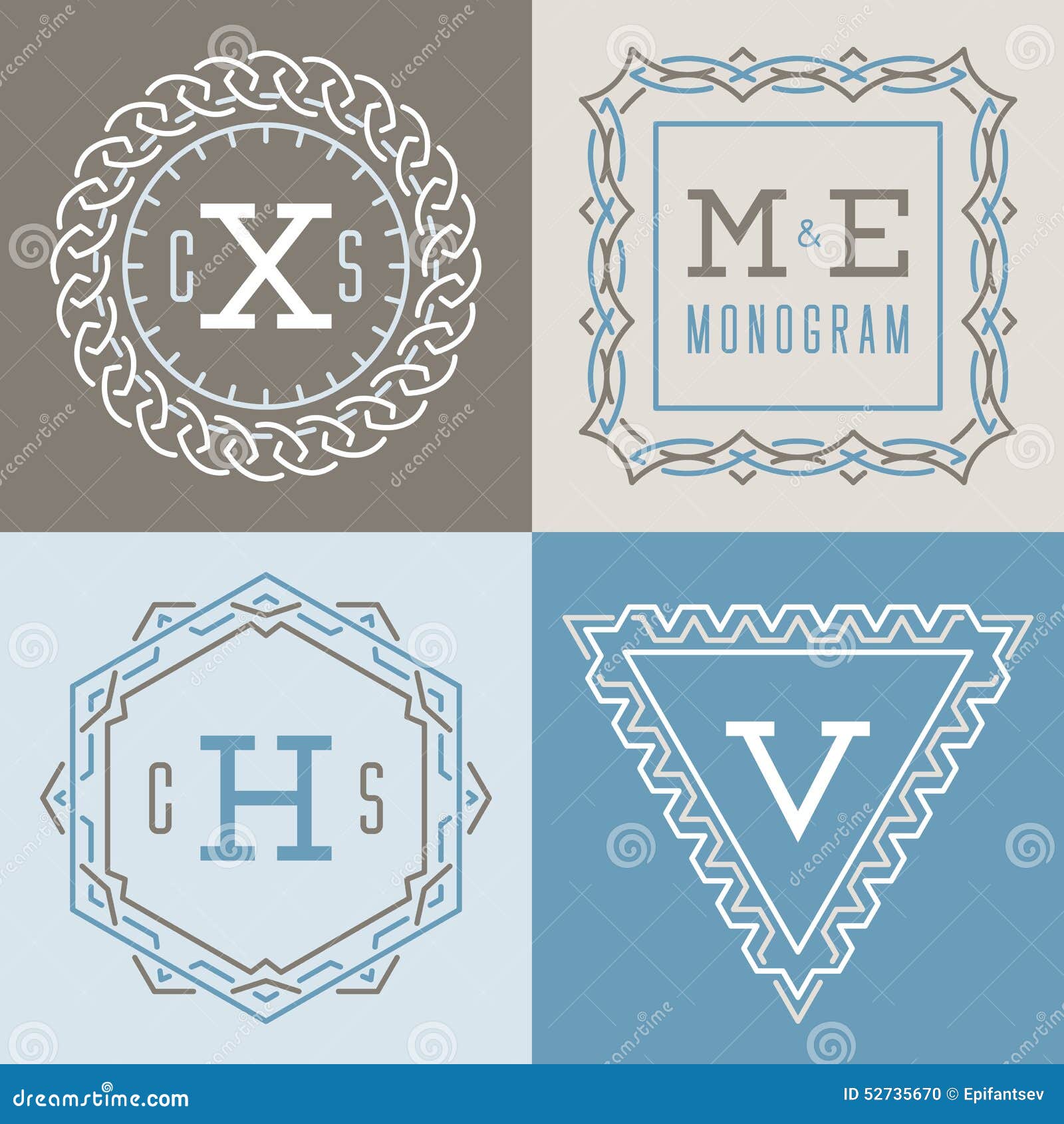 Set of Logos Templates in Mono Line Style Stock Vector - Illustration ...