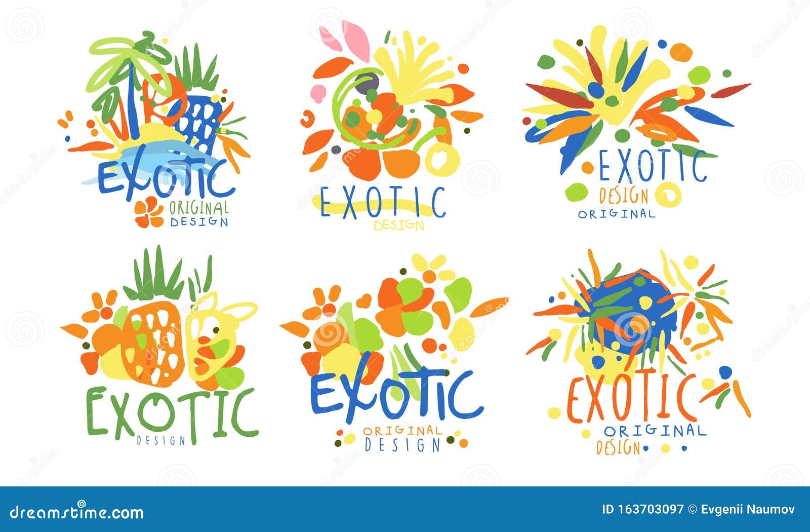 Set of Logos for Exotic Countries. Vector Illustration. Stock Vector ...
