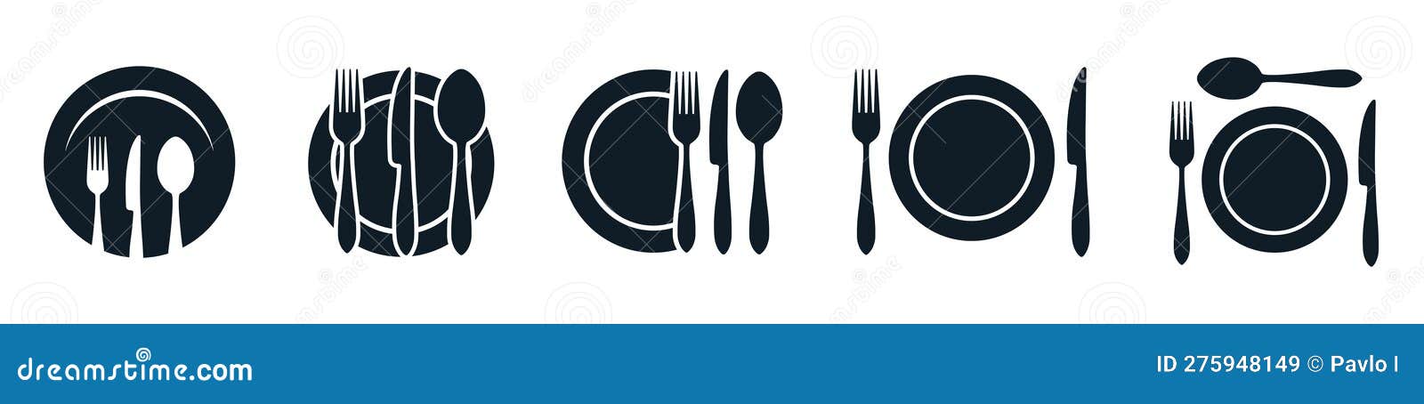 Set Logotype Menu, Cutlery Icon, Tableware Sign, Plate, Fork and Knife ...