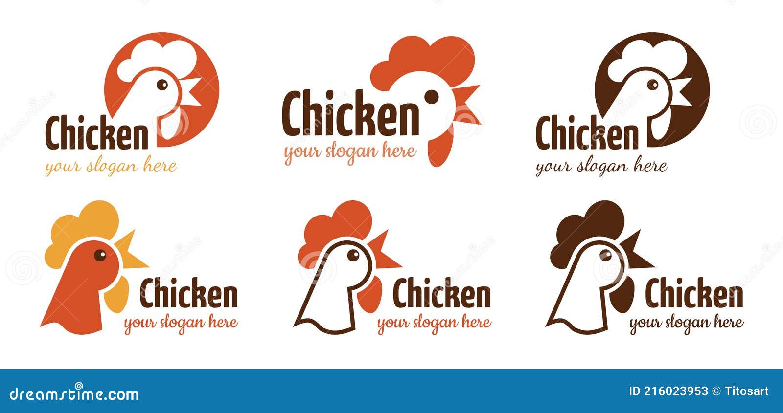 Set of Logotypes of Rooster. Chicken Head and Round Shape Logo. Stock ...