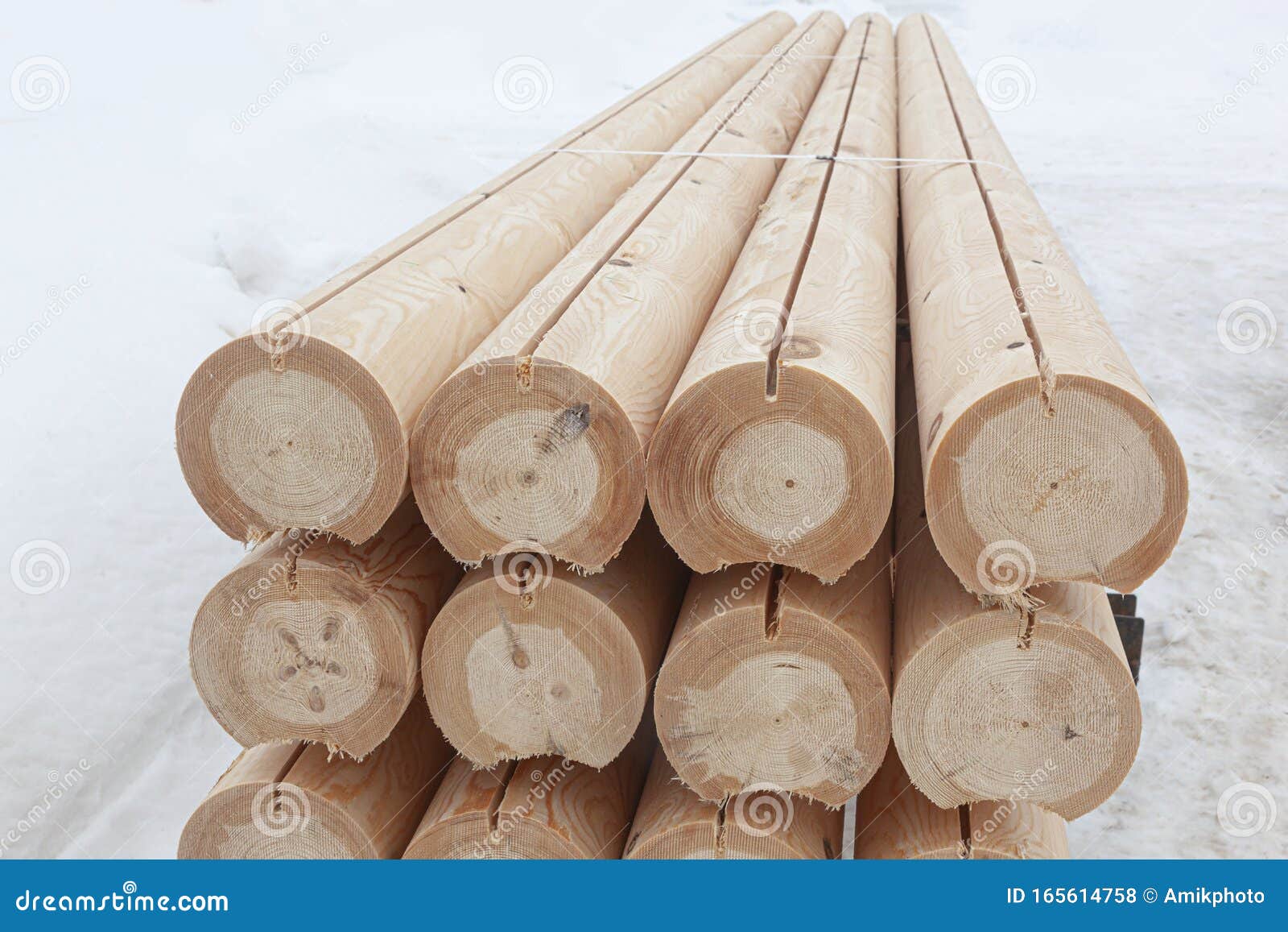 Set of Logs for the Construction of a House Stock Photo - Image of ...