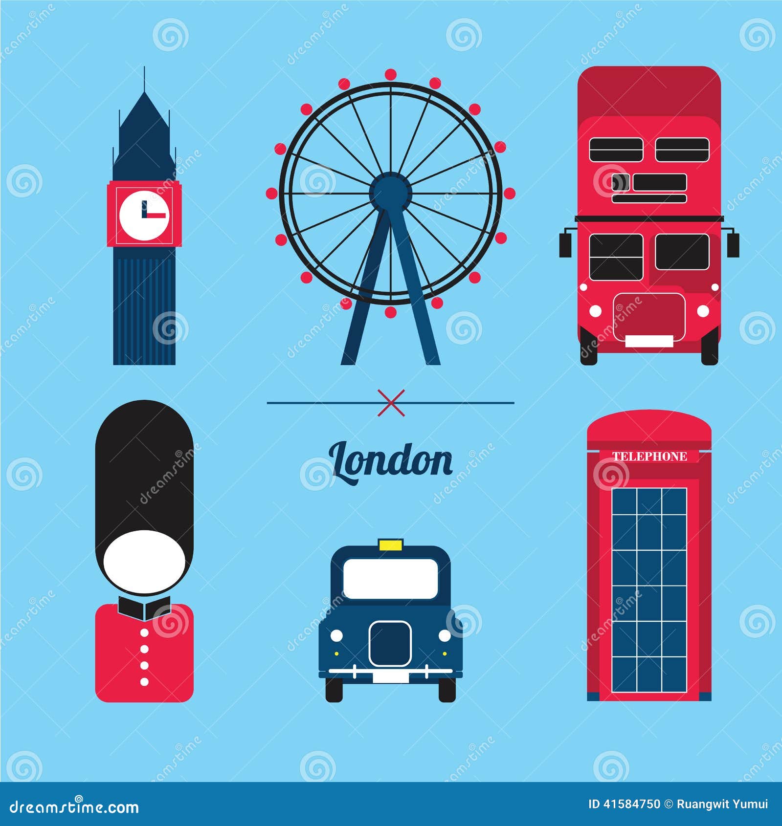 A set of London City Icon stock vector. Illustration of color - 41584750