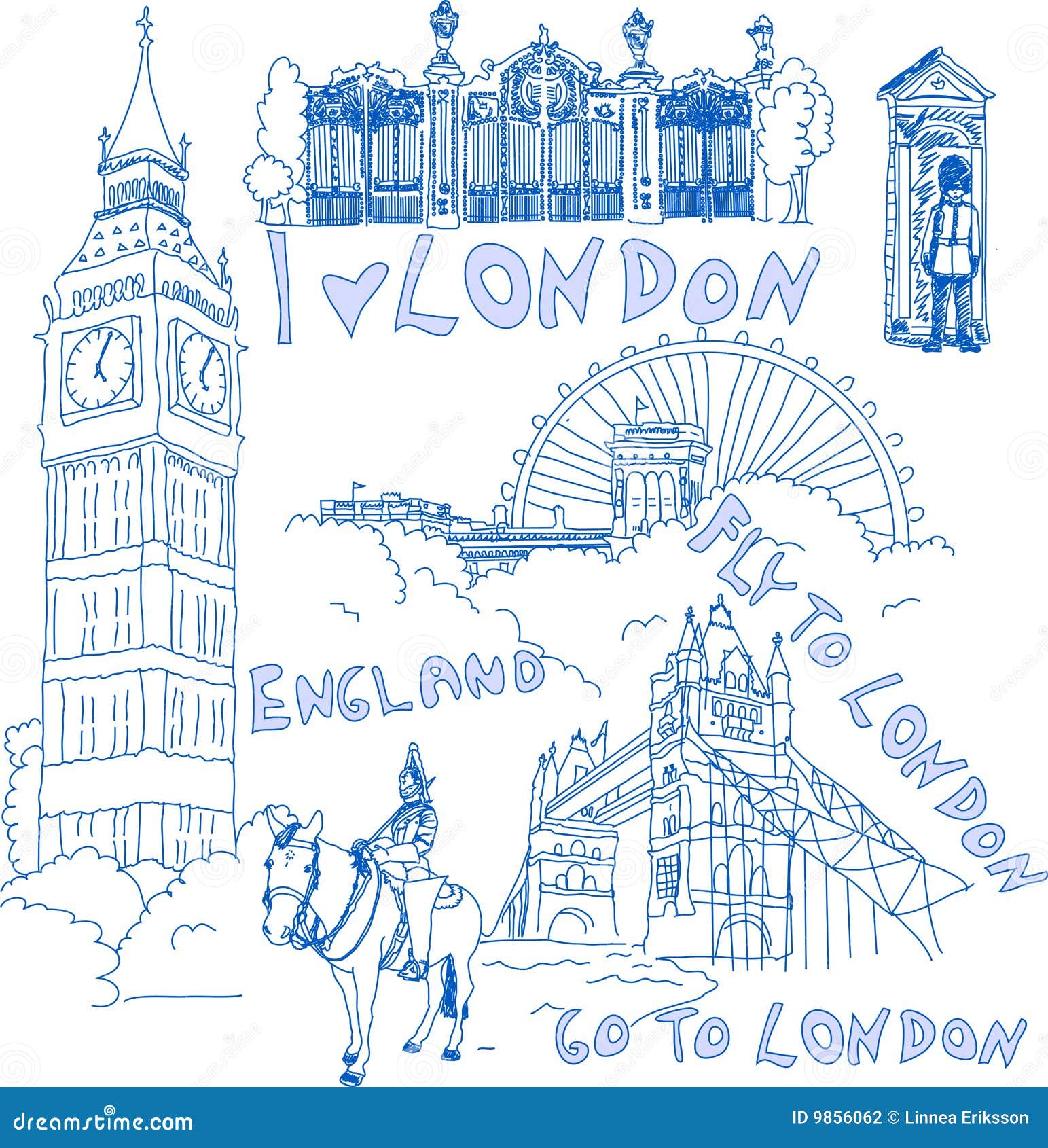 Set of London doodles editorial photography. Illustration of tower ...