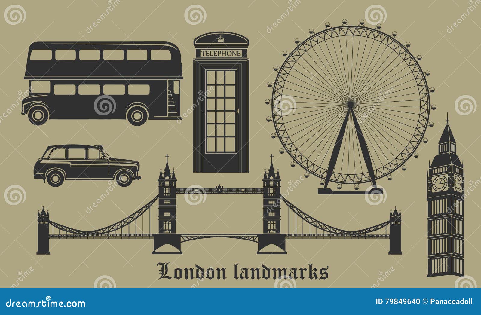 Set of London Landmarks, Britain Symbols Isolated Stock Vector ...