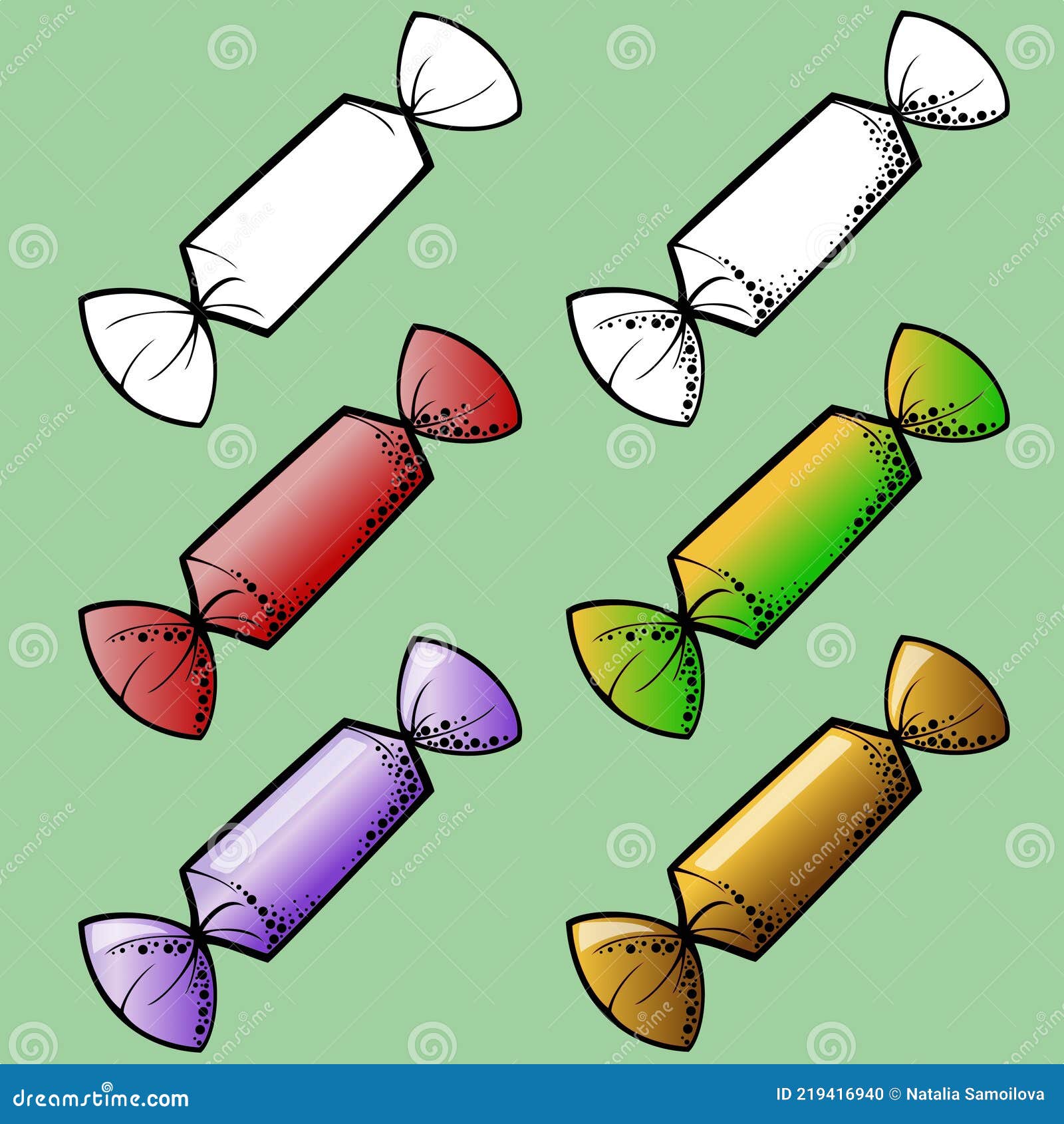 Set of Long Candy wrapper stock vector. Illustration of vector - 219416940