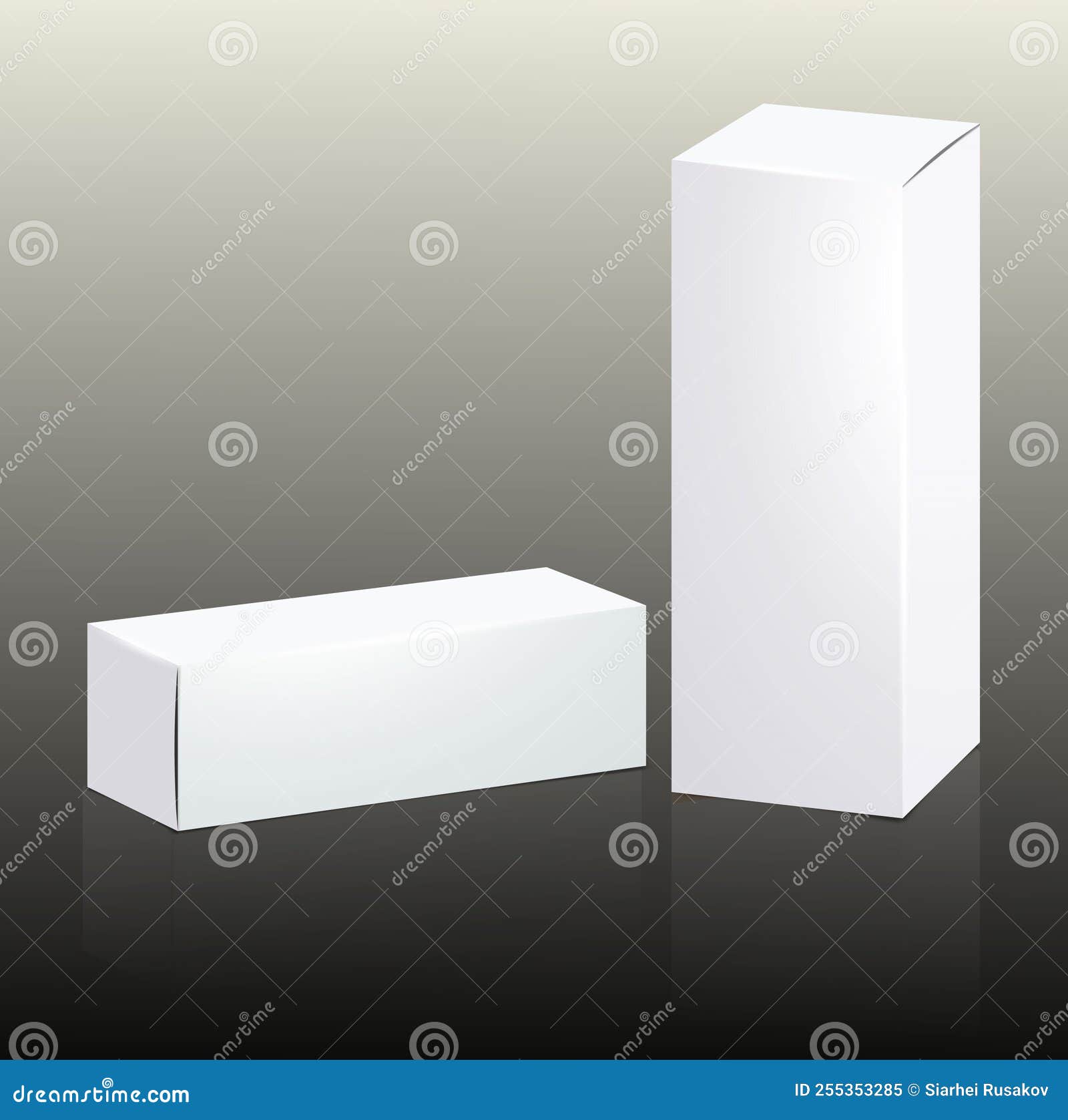 Set of Long Cardboard Boxes Isolated with Reflection. Mock Up Packaging ...