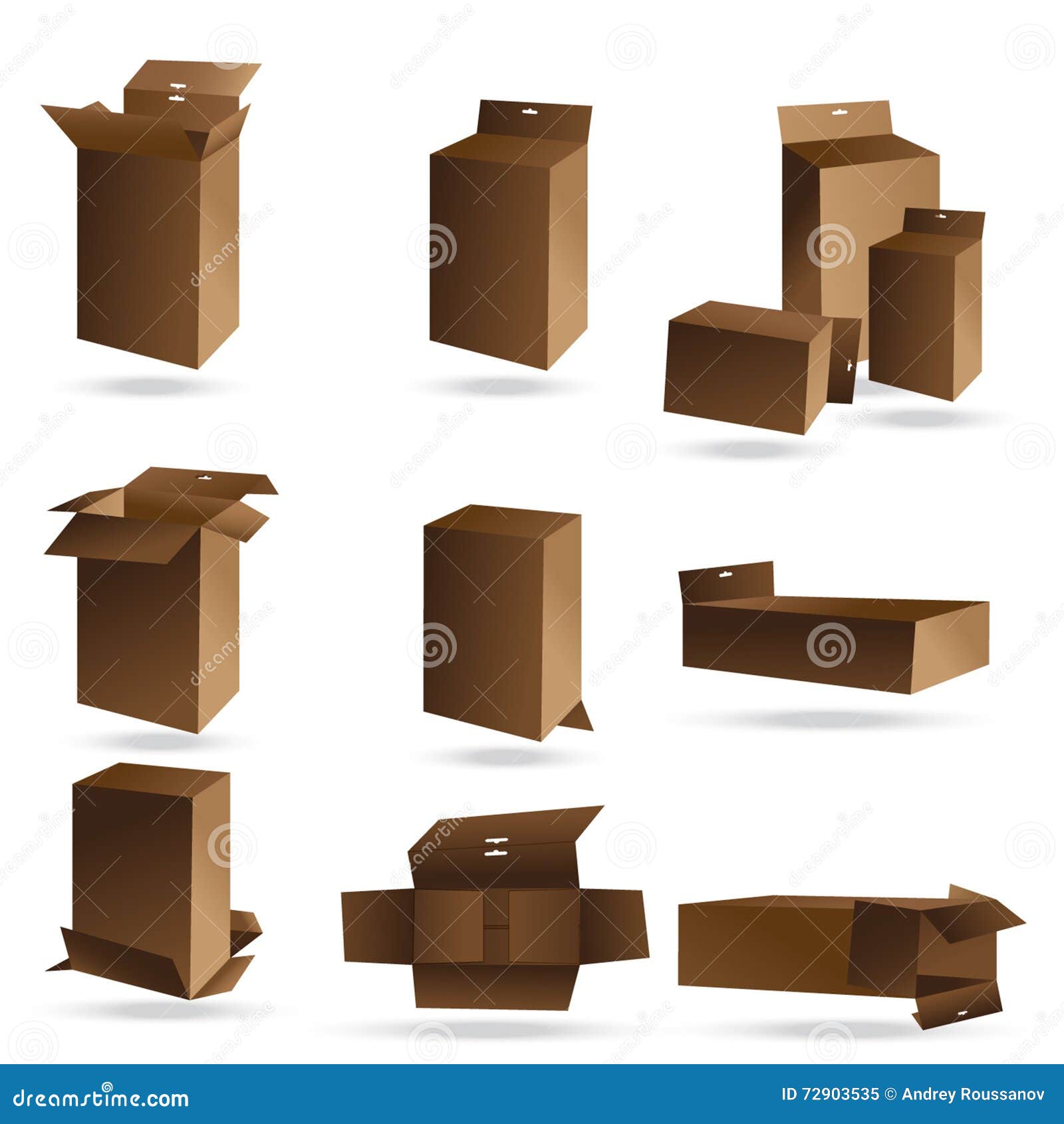 Set of Long Cardboard Boxes for Packaging Small Products. Stock Vector ...