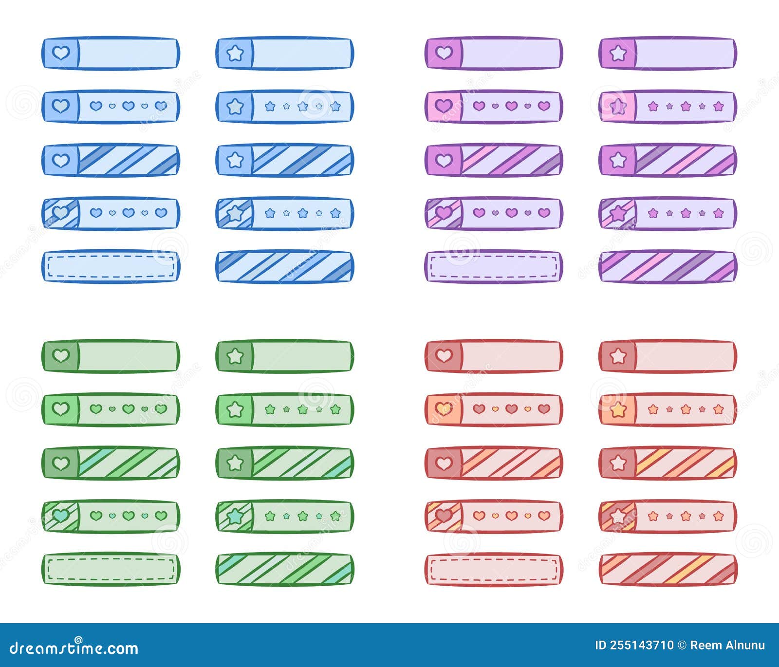 Set of Long Notes with Shapes for Digital Notes in Colors Stock Vector ...