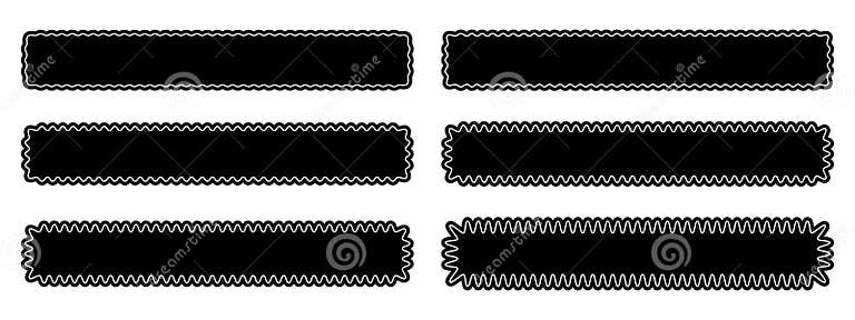 Set of Long Rectangle Forms with Wavy Borders. Wiggly Rectangular ...