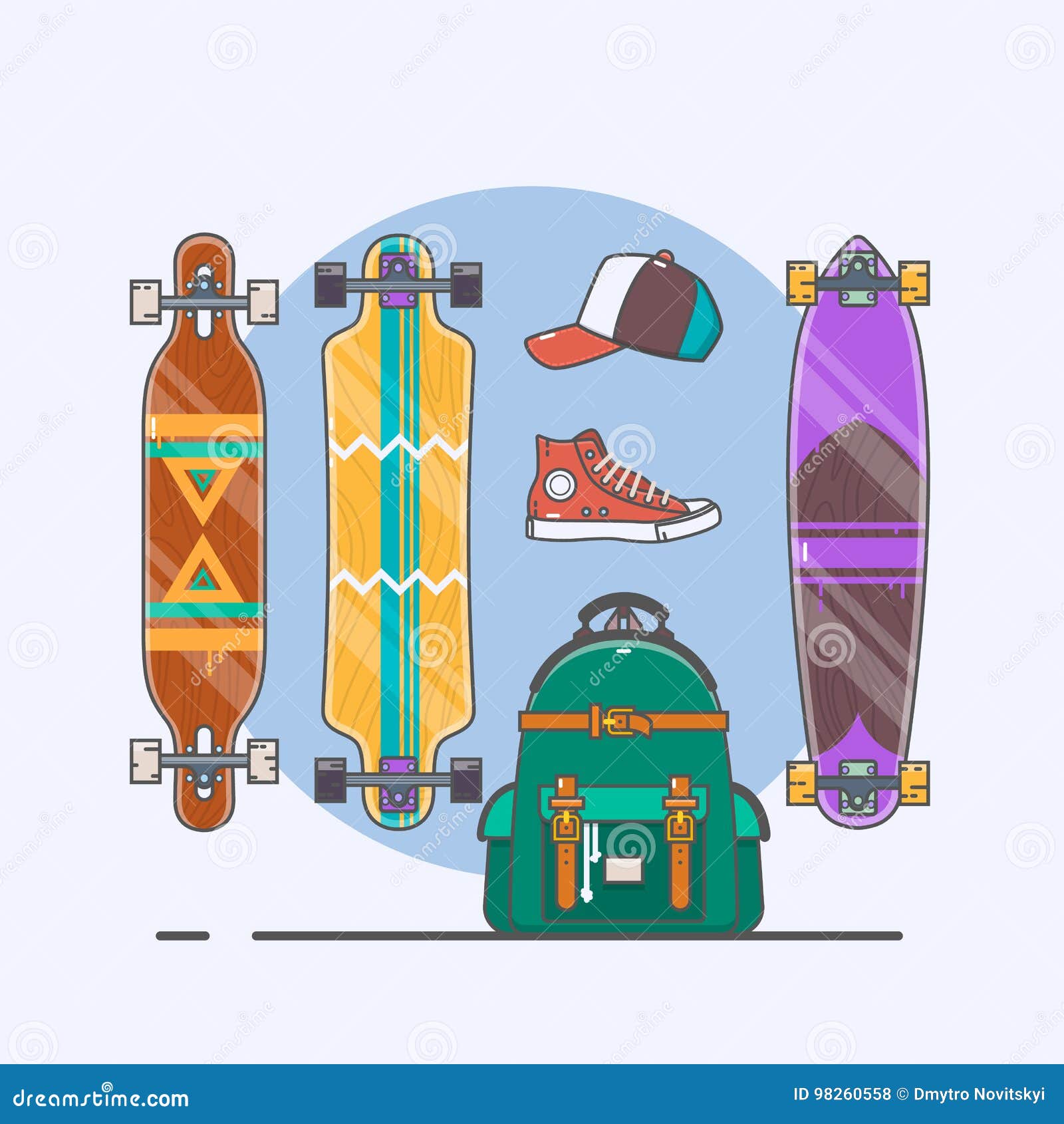 Set Longboards And Skateboards Vector Illustration | CartoonDealer.com ...
