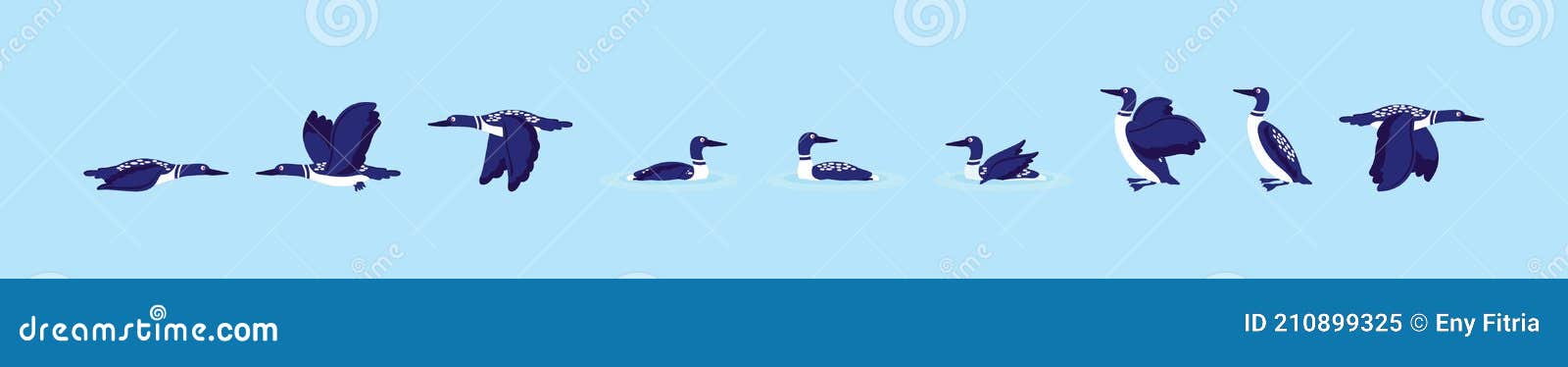 Set of Loon Cartoon Icon Design Template with Various Models. Vector ...