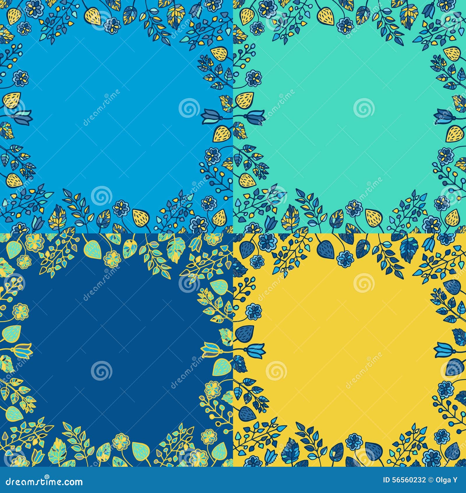 Set of 4 Loral Branches Backgrounds Stock Vector - Illustration of ...