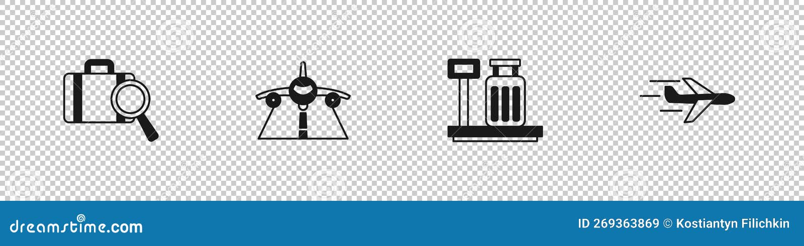 Set Lost Baggage, Plane, Scale with Suitcase and Icon. Vector Stock ... Set Lost Baggage, Plane, Scale with Suitcase and Icon. Vector Stock ...