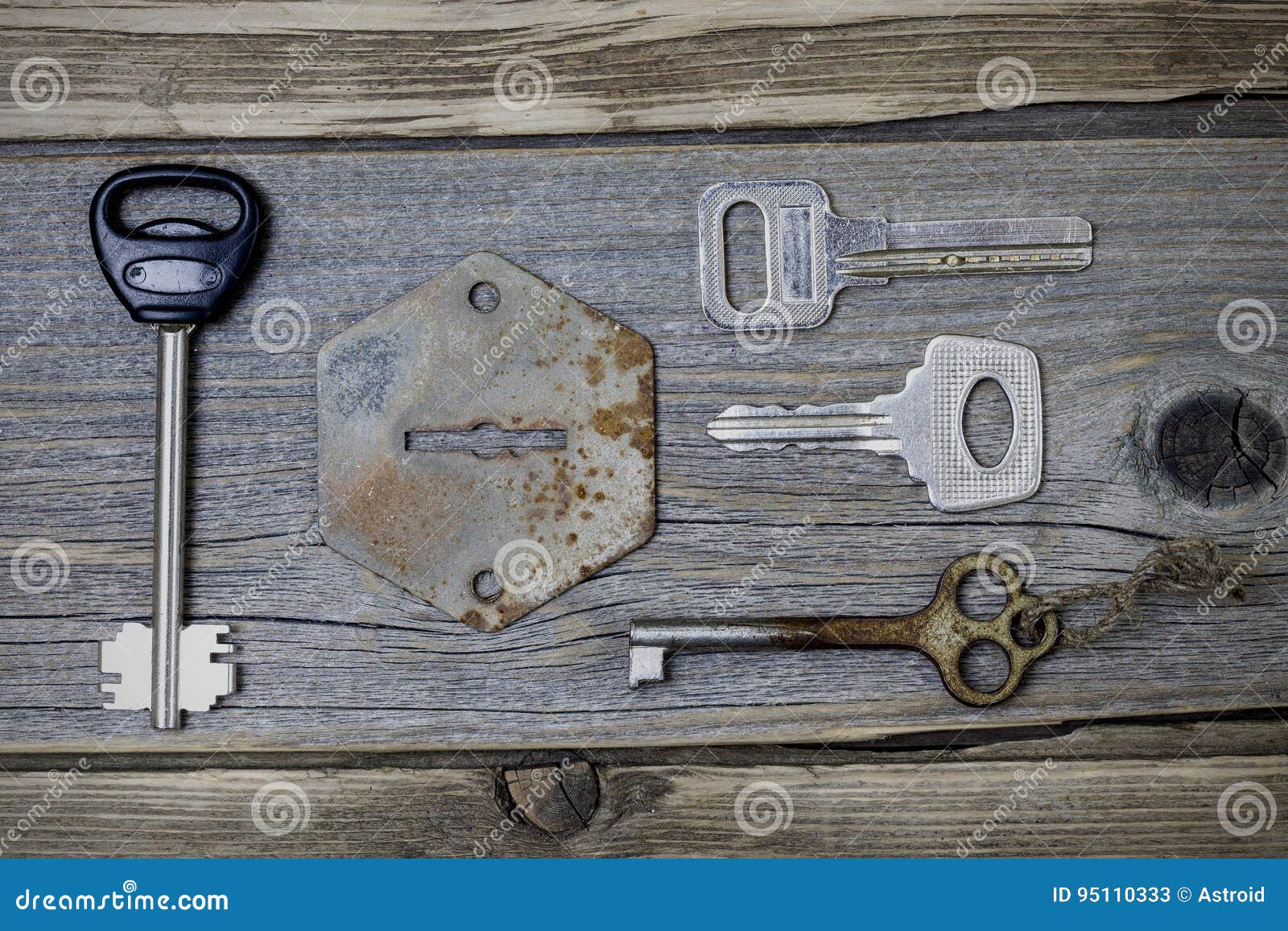 A Set of Lost Keys and an Old Keyhole Stock Image - Image of concept ...