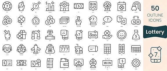 Set of Lottery Icons. Thin Linear Style Icons Pack Stock Vector ...