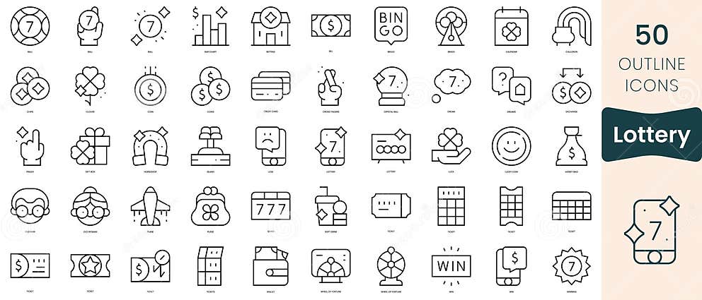 Set of Lottery Icons. Thin Linear Style Icons Pack Stock Vector ...