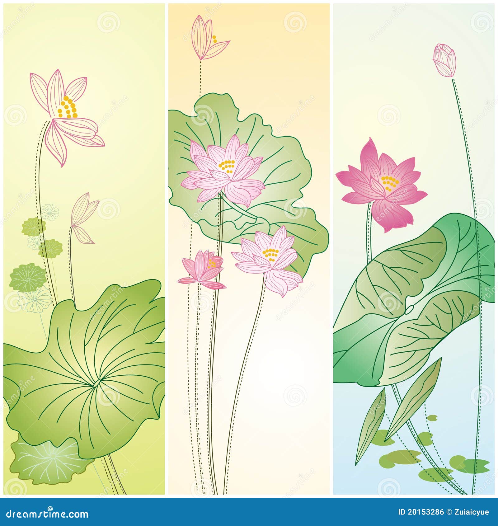 Set of lotus patterns stock vector. Illustration of modern - 20153286